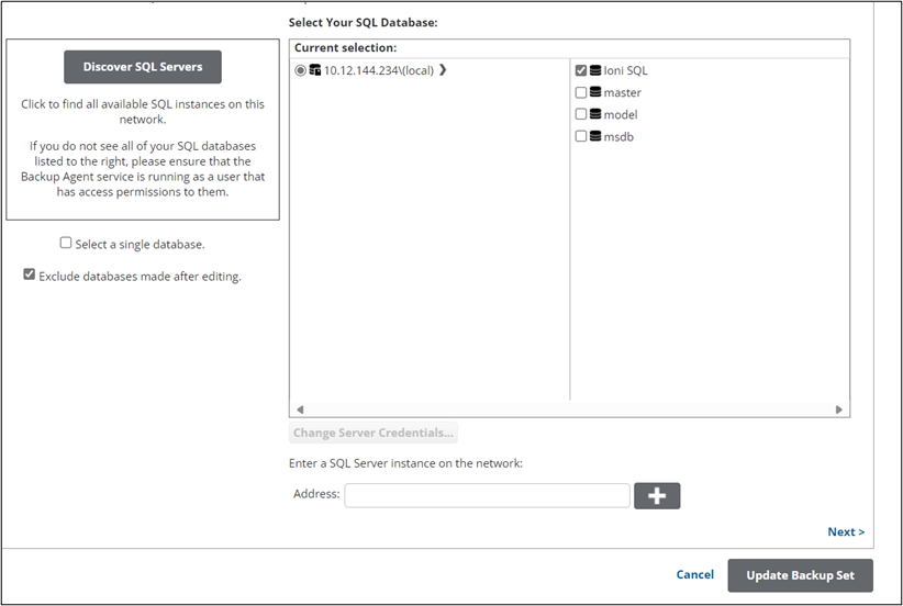 Creating a SQL Server Backup Set | Barracuda Campus